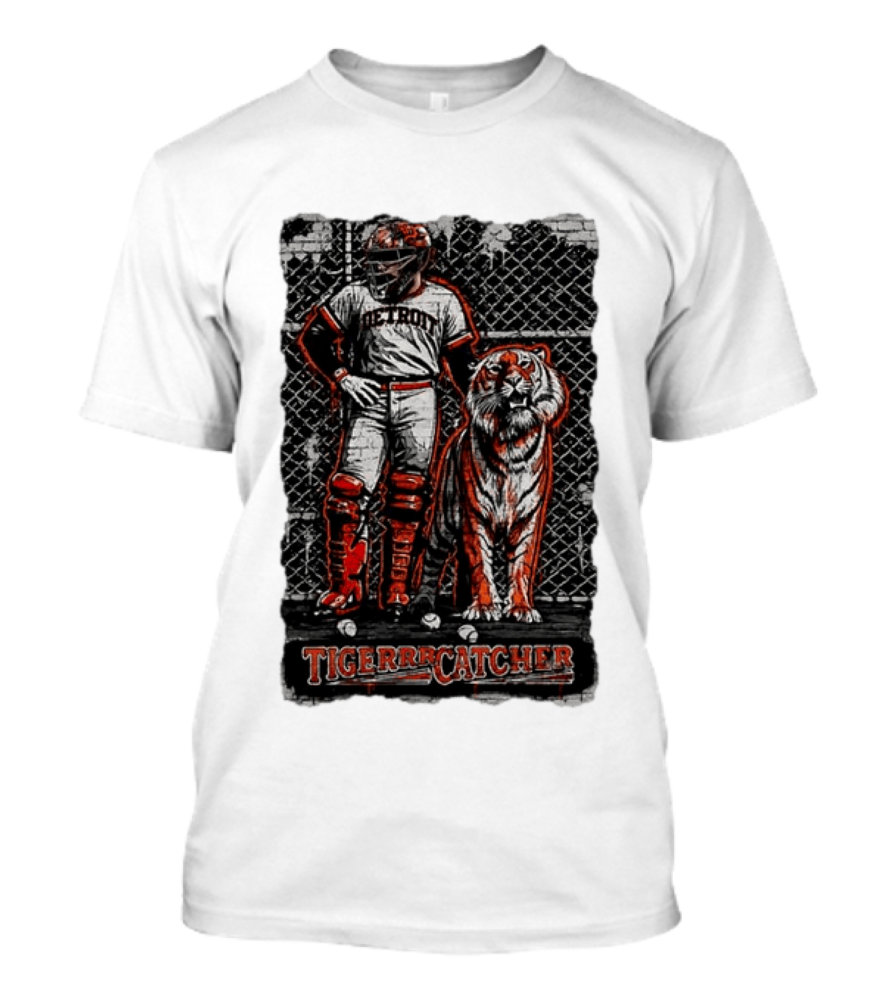 Detroit Tigerrcatcher Baseball Apparel Tiger & Catcher T-Shirt