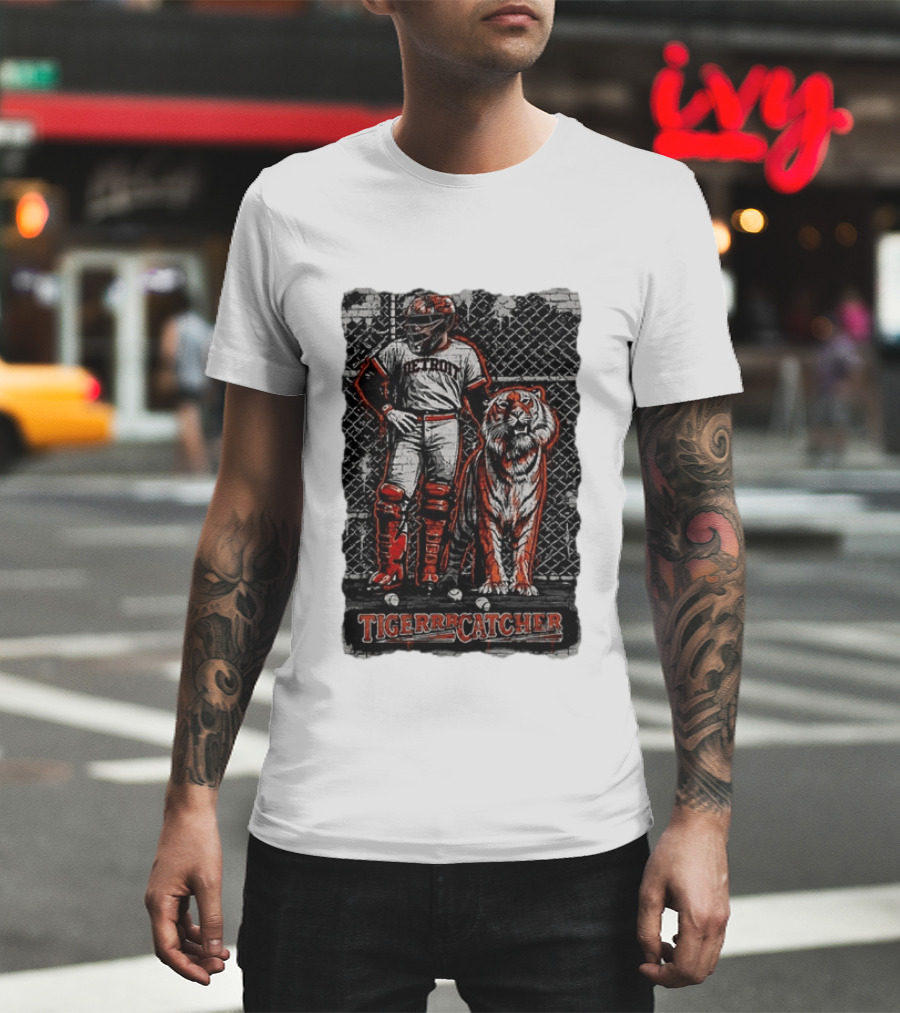 Detroit Tigerrcatcher Baseball Apparel Tiger & Catcher T-Shirt