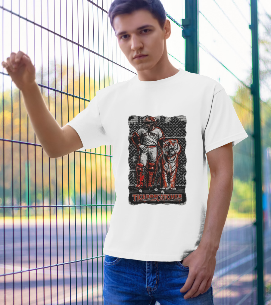 Detroit Tigerrcatcher Baseball Apparel Tiger & Catcher T-Shirt