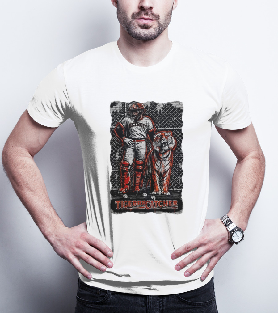 Detroit Tigerrcatcher Baseball Apparel Tiger & Catcher T-Shirt