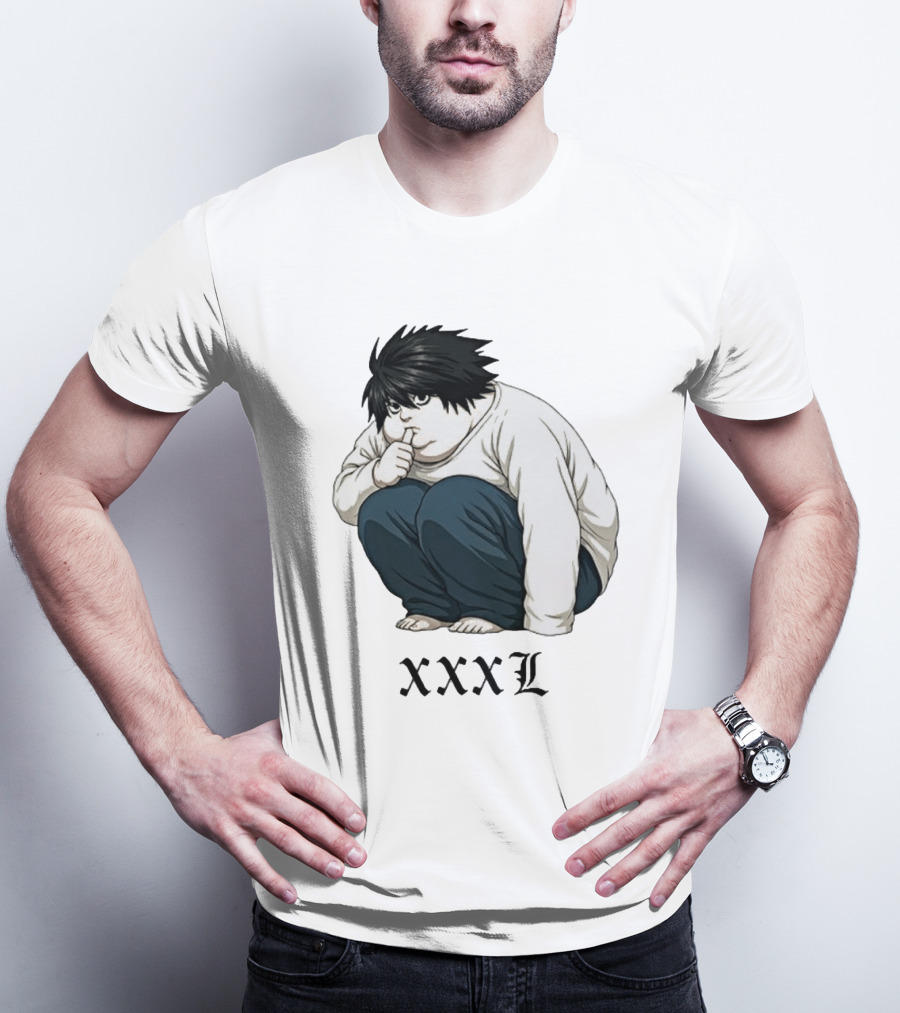 L Lawliet Xxxl Meme Anime Character Sitting Pose T-Shirt
