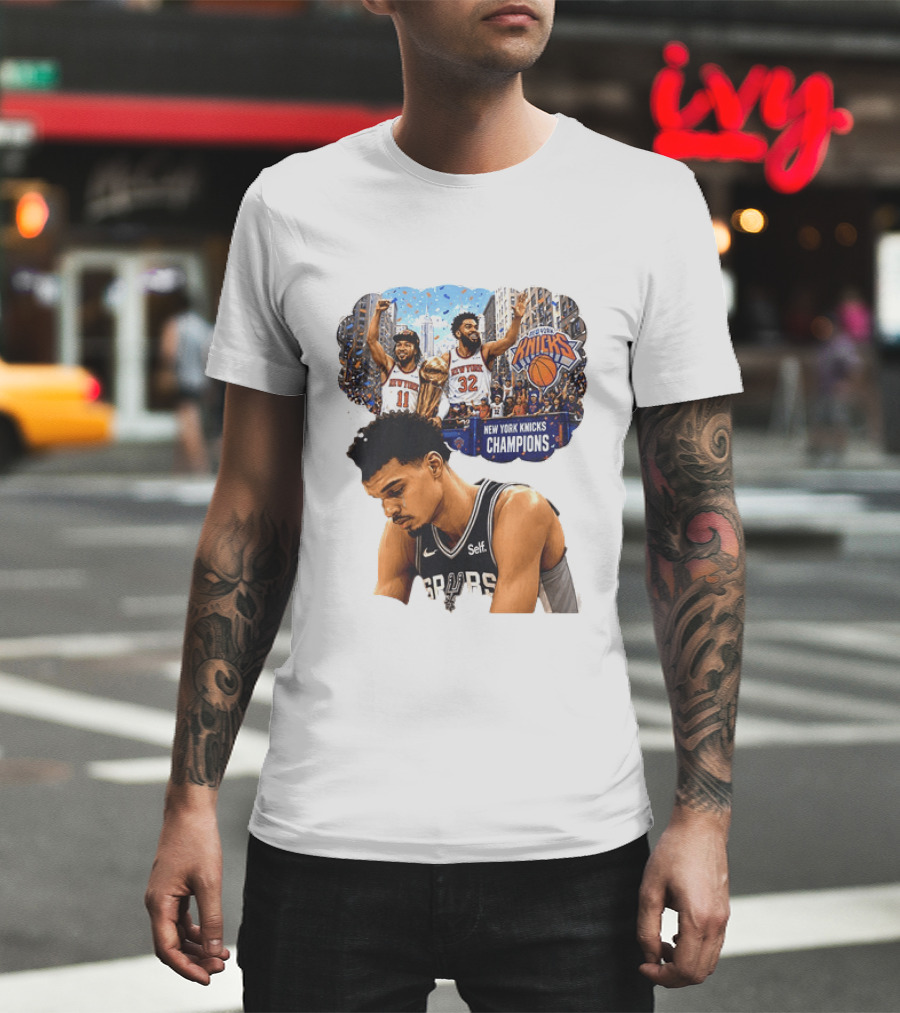 Victor Wembanyama Spurs Dreaming Jalen Brunson Karl Anthony Towns Knicks Champions T-Shirt