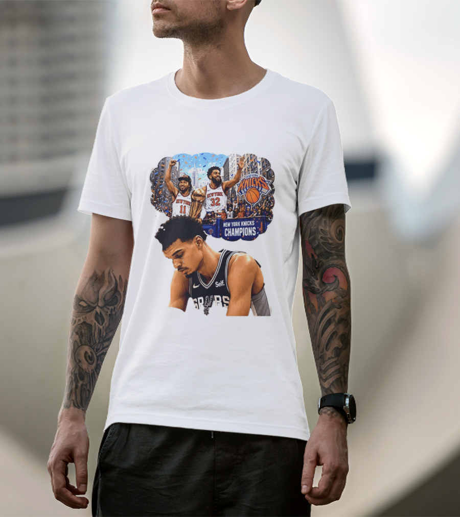 Victor Wembanyama Spurs Dreaming Jalen Brunson Karl Anthony Towns Knicks Champions T-Shirt