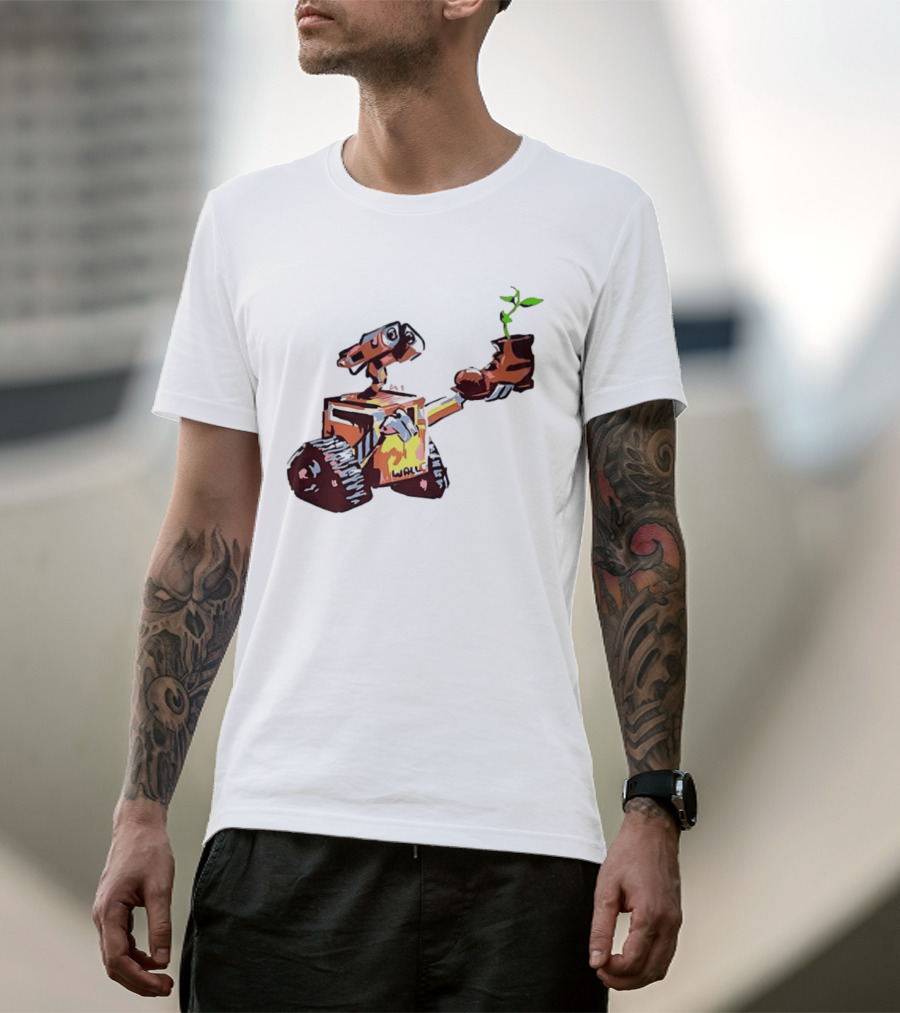 Pixar WALL E Holding Boot With Plant Iconic Scene T-Shirt