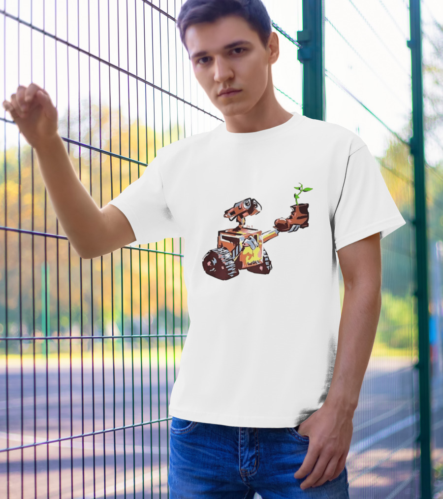 Pixar WALL E Holding Boot With Plant Iconic Scene T-Shirt