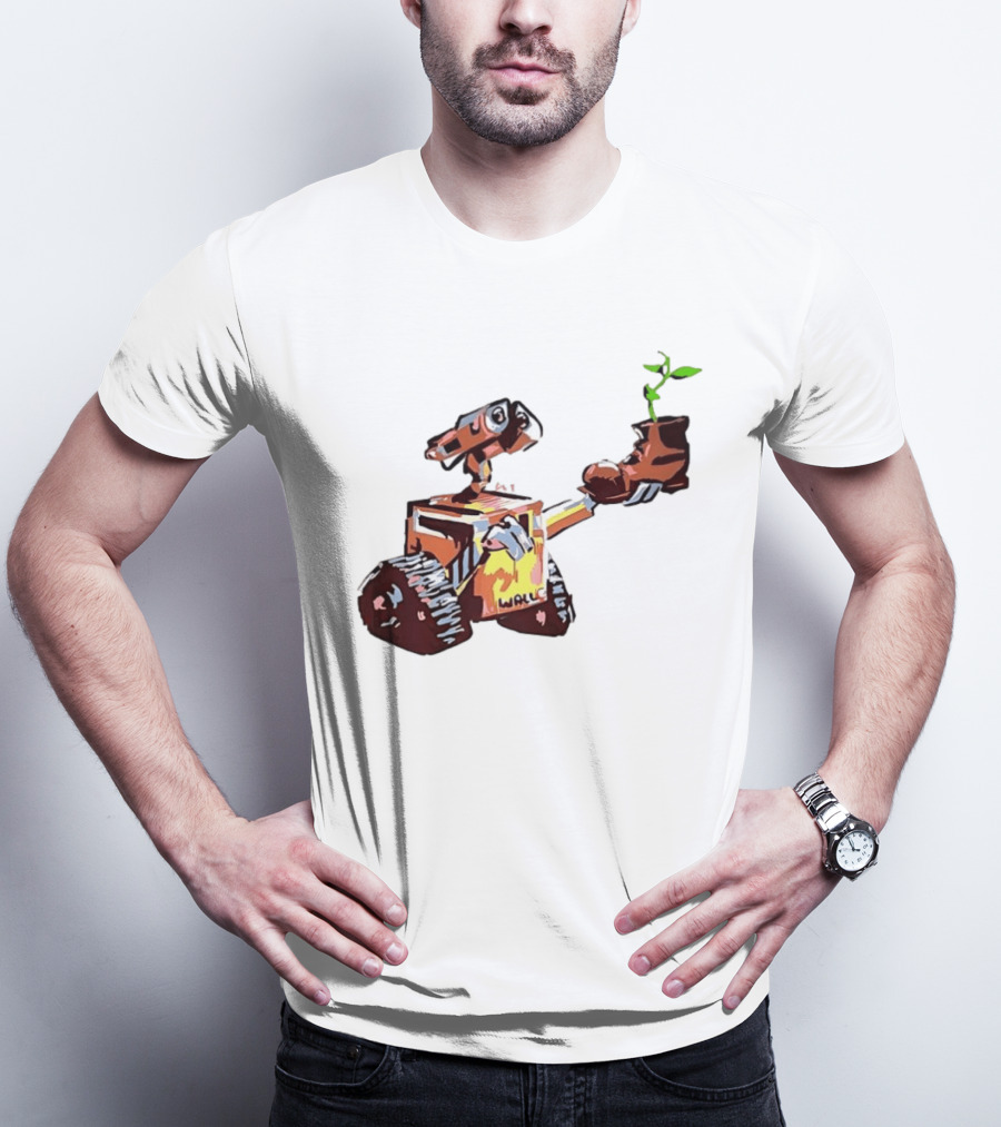 Pixar WALL E Holding Boot With Plant Iconic Scene T-Shirt
