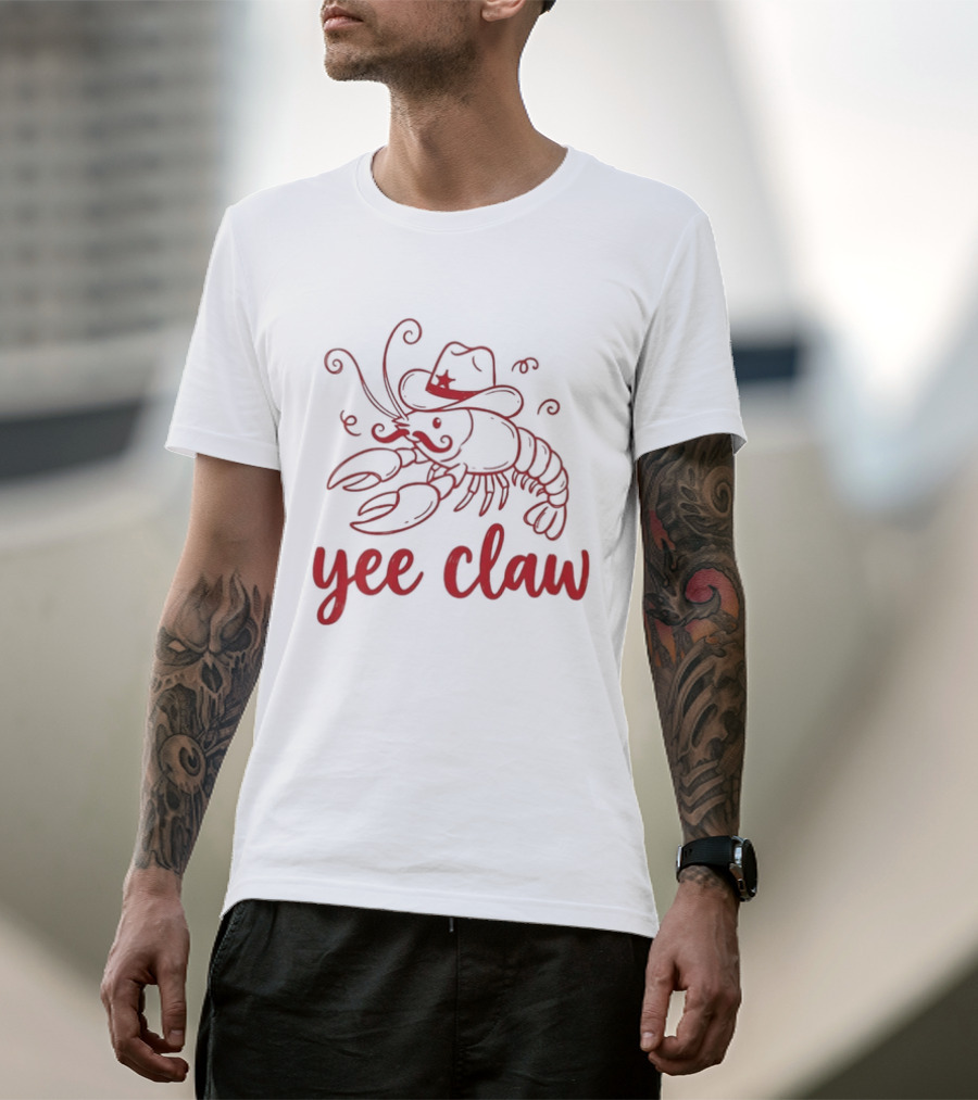 Yee Claw Lobster Cowboy Hat Rodeo Wrangler T-Shirt