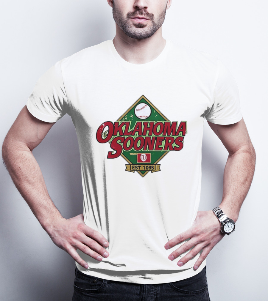 Oklahoma Sooners NCAA Baseball Est 108S Red Green Sports T-Shirt