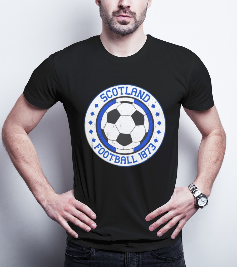 Scotland Football Soccer Ball Emblem 1873 Vintage Blue And White T-Shirt