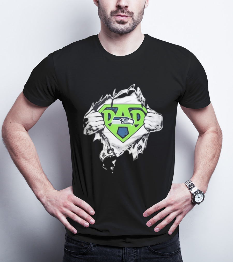Seattle Seahawks Super Dad Ripped Chest DAD T-Shirt