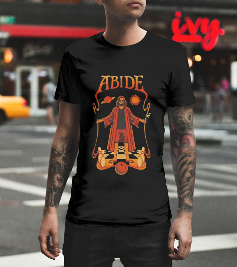 The Big Lebowski Abide Dude Bowling Solar System T-Shirt