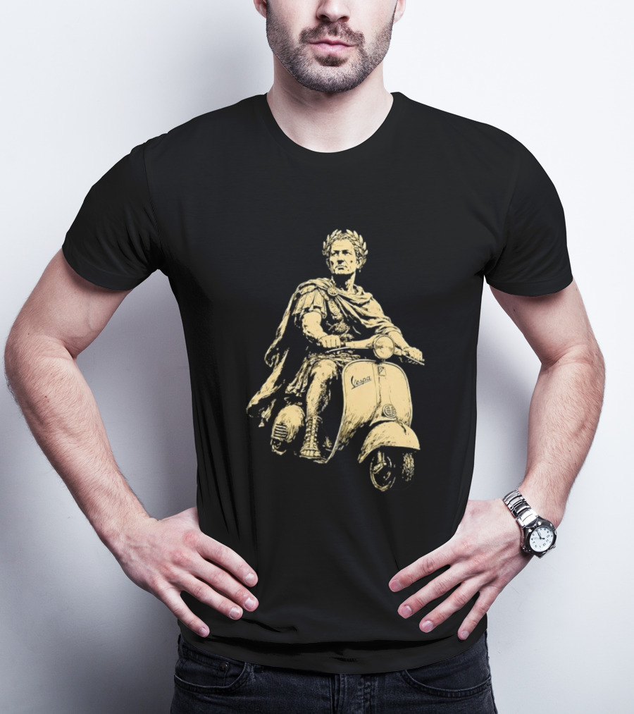 Julius Caesar Vespa Scooter Roman Warrior Motif T-Shirt