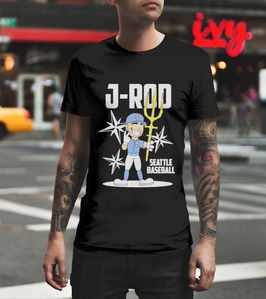 J Rod Seattle Baseball Julio Rodríguez Cartoon Trident Stars T-Shirt