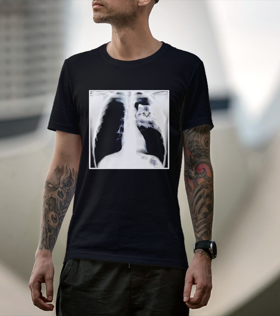 Kitten Chest X Ray Discovery Funny Cat Inside Joke T-Shirt