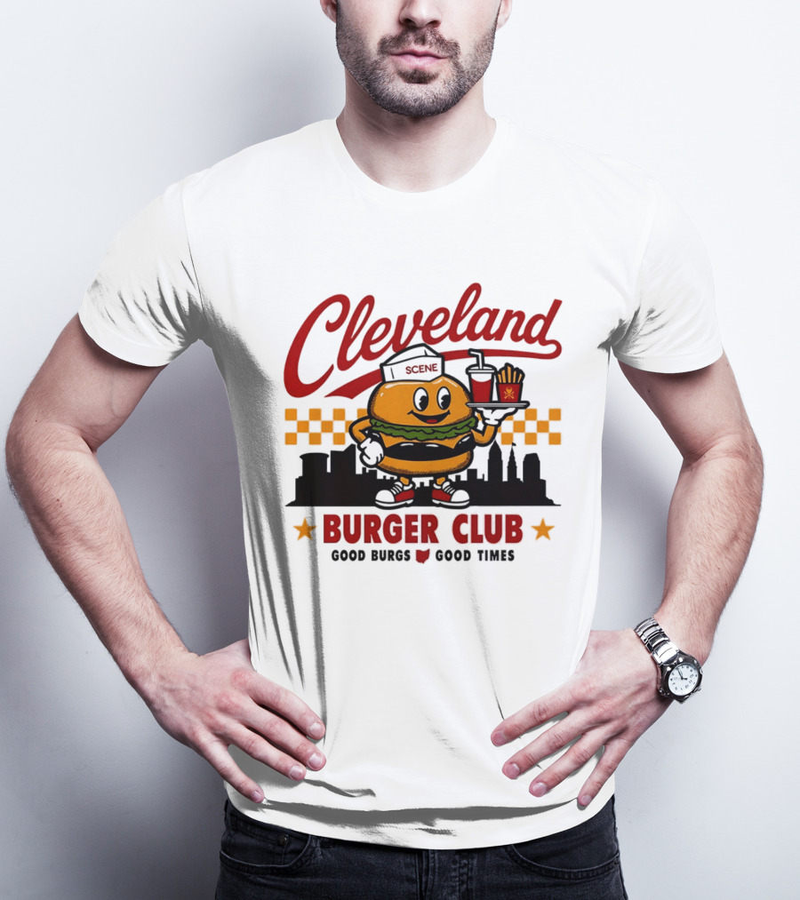 Cleveland Scene Burger Club City Skyline Good Burgs Good Times T-Shirt