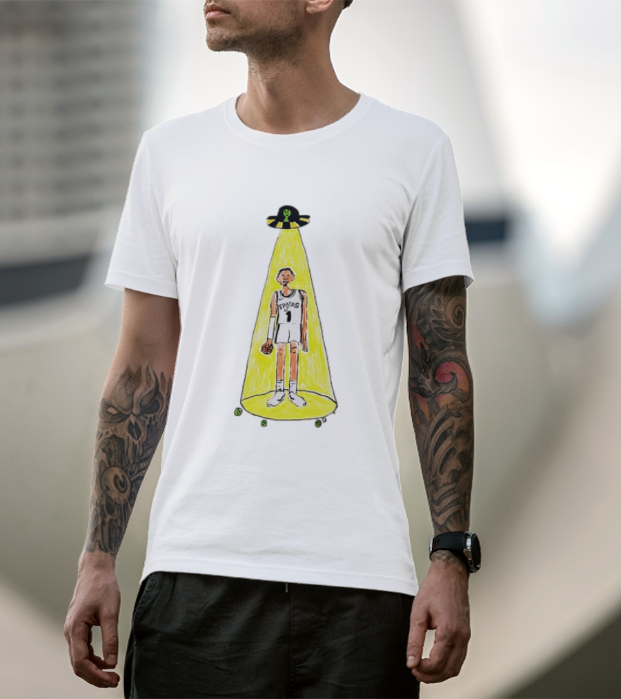 Victor Wembanyama Spurs NBA Out Of This World Alien Abduction Doodle T-Shirt