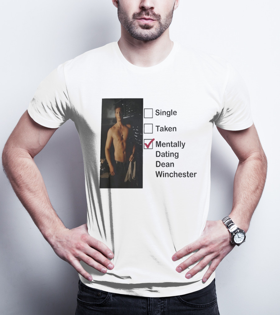 Jensen Ackles Less Mentally Dating Dean Winchester Single Taken Checked T-Shirt