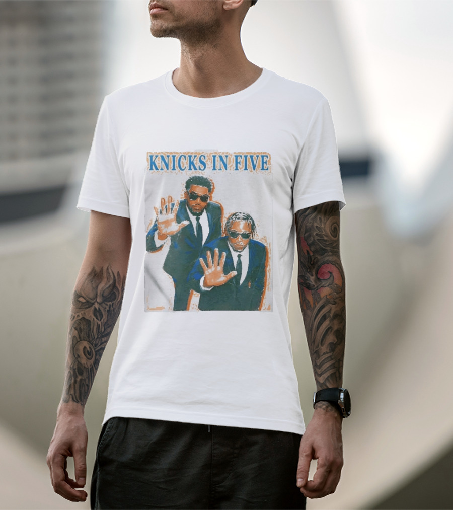 Knicks In Five Mikal Bridges Og Anunoby Players In Suits T-Shirt