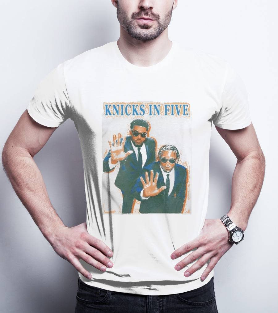 Knicks In Five Mikal Bridges Og Anunoby Players In Suits T-Shirt