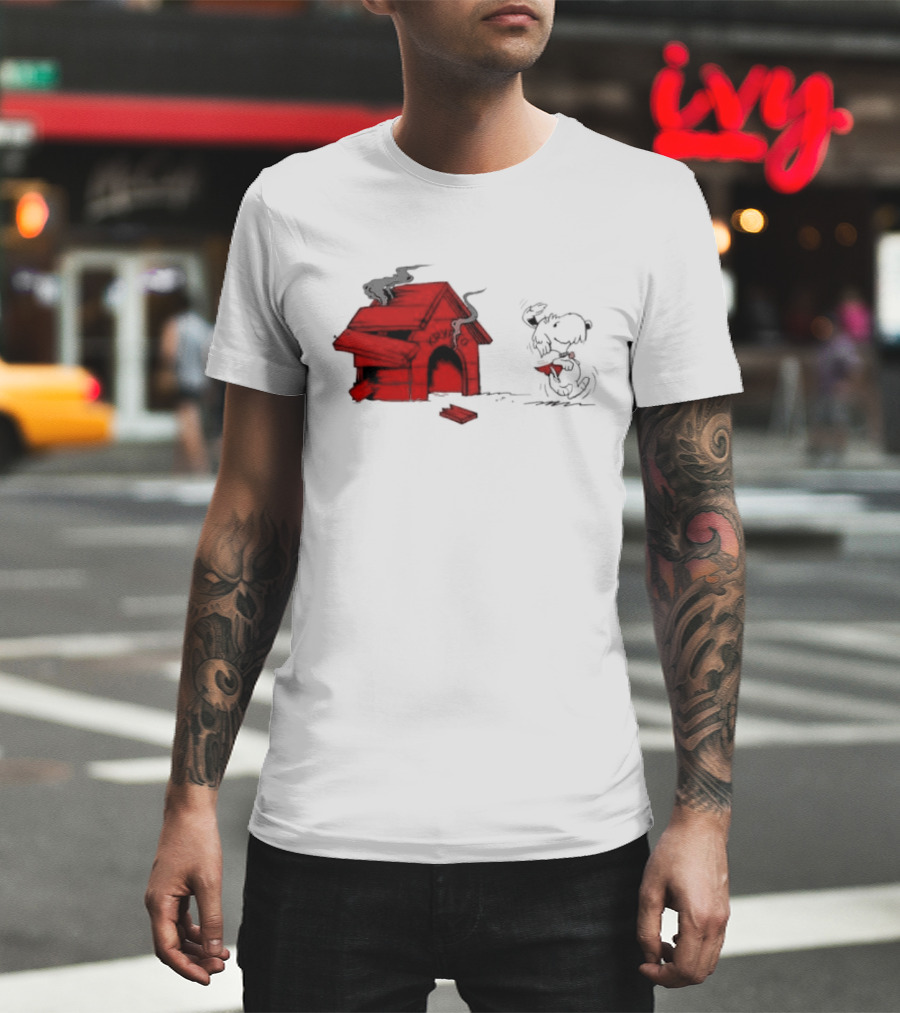 Krypto The Superdog Peanuts Snoopy Comic Book House Destruction Scene T-Shirt