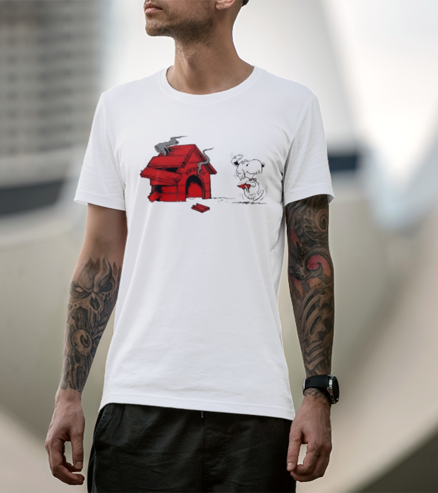 Krypto The Superdog Peanuts Snoopy Comic Book House Destruction Scene T-Shirt