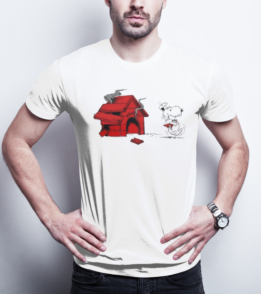 Krypto The Superdog Peanuts Snoopy Comic Book House Destruction Scene T-Shirt