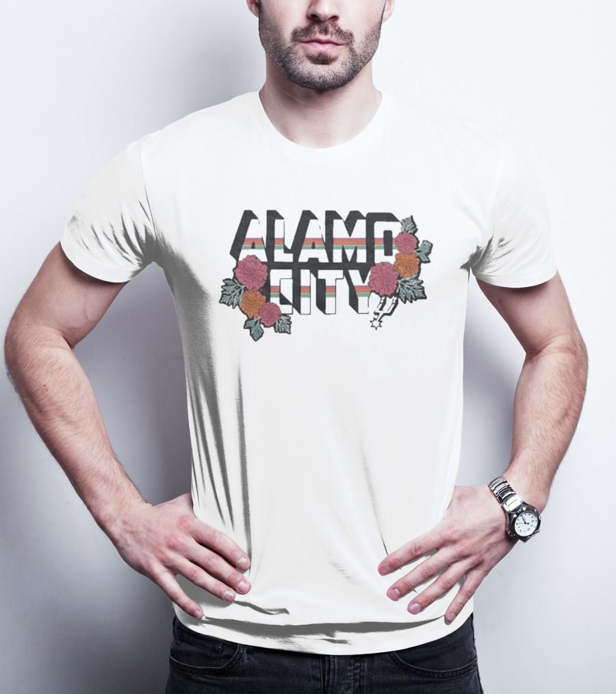 San Antonio Spurs Alamo City Flowers And Stripes T-Shirt