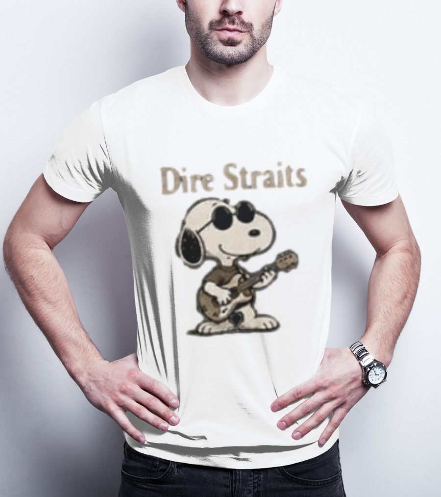 Snoopy Dire Straits Follow The Rhythm Trust The Road Enjoy The Ride Vintage Character Playing Guitar T-Shirt