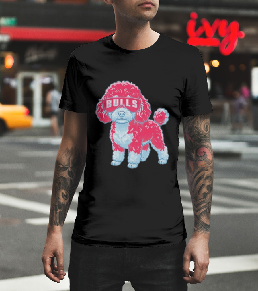 Chicago Bulls Poodle Cartoon Glasses T-Shirt