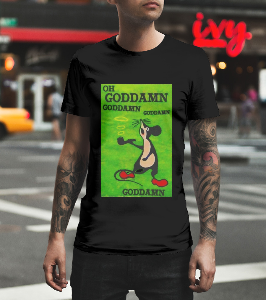 Oh Goddamn Mouse Smoking Pipe Humorous Phrase T-Shirt