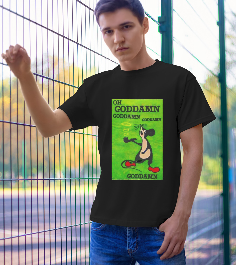 Oh Goddamn Mouse Smoking Pipe Humorous Phrase T-Shirt