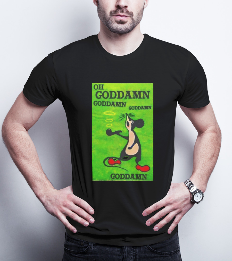 Oh Goddamn Mouse Smoking Pipe Humorous Phrase T-Shirt