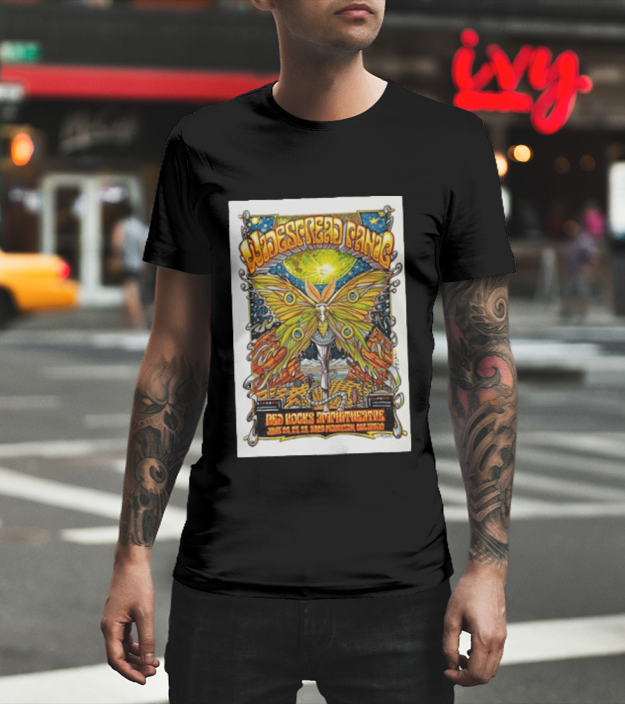 Widespread Panic June 26 28 2026 Red Rocks Amphitheatre Morrison Colorado Moth And Cosmic Sky T-Shirt