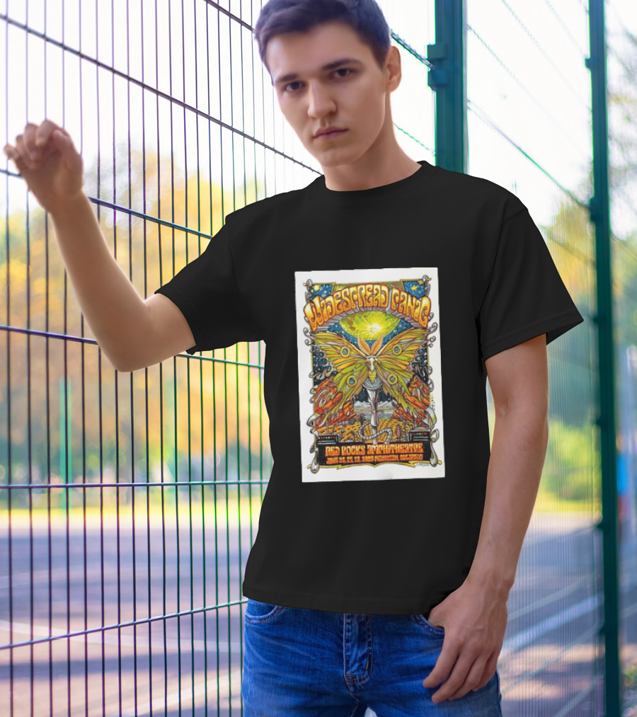 Widespread Panic June 26 28 2026 Red Rocks Amphitheatre Morrison Colorado Moth And Cosmic Sky T-Shirt