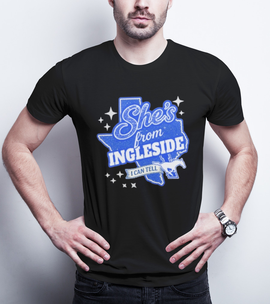 She's From Ingleside I Can Tell Texas Map Mustang T-Shirt