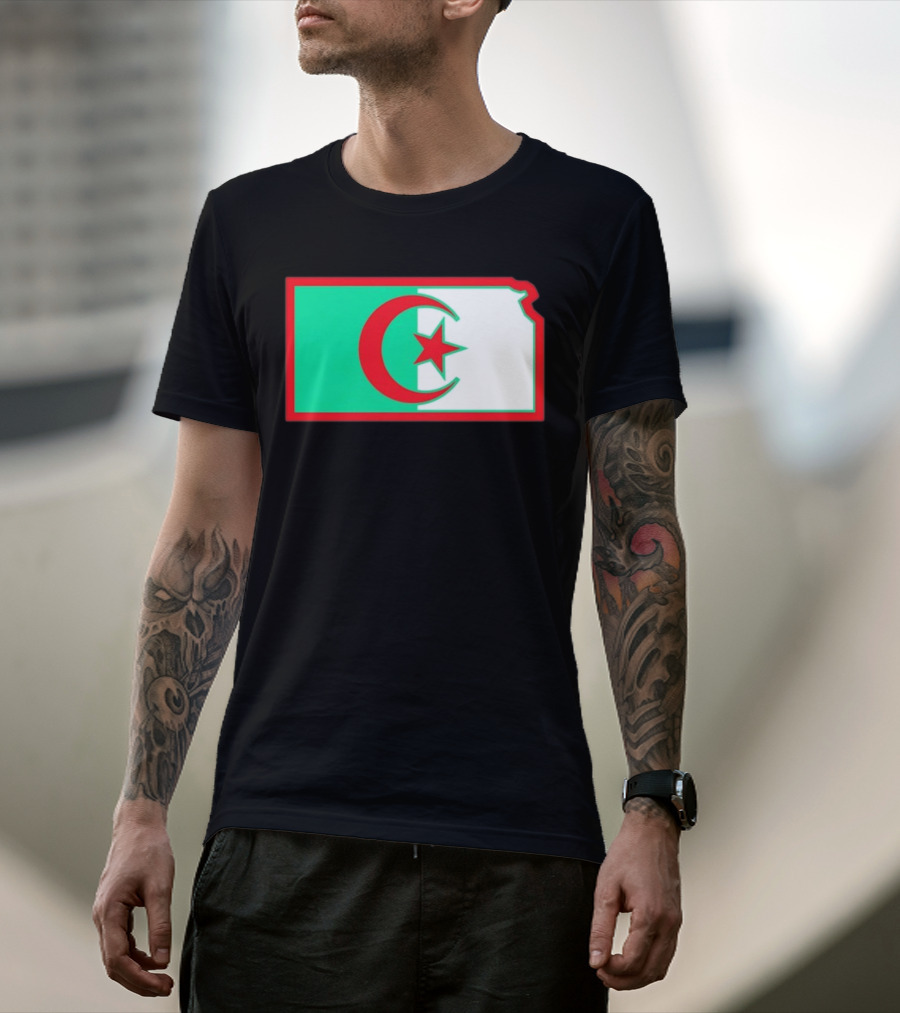 Lawrence Kansas Algeria Flag Map T-Shirt