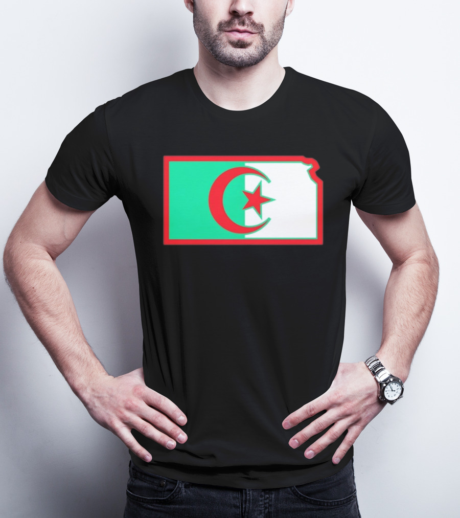 Lawrence Kansas Algeria Flag Map T-Shirt