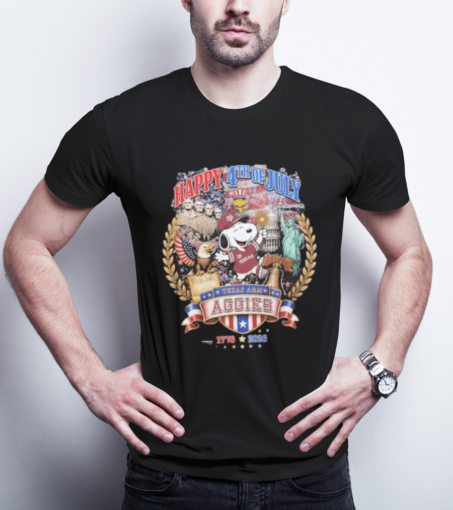 Snoopy Happy 4th Of July Texas A&M Aggies 1776 2026 Celebration T-Shirt