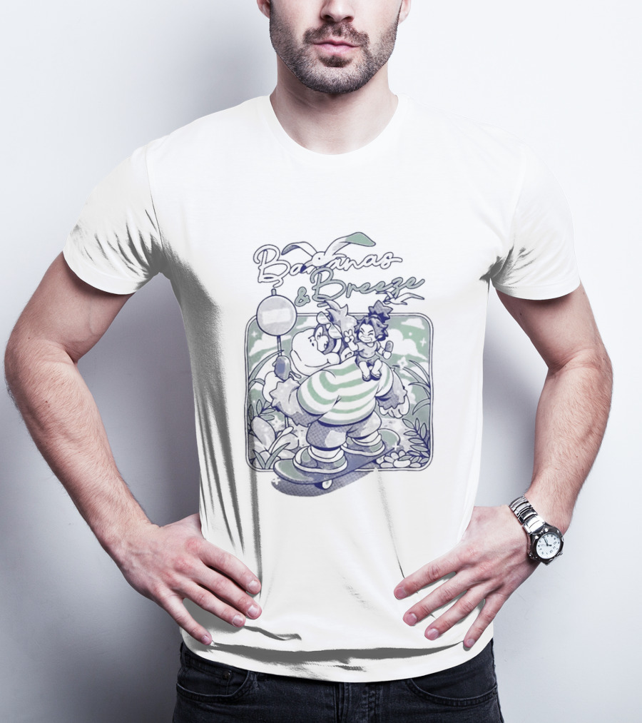 Bananas And Breeze Vintage Style Monkey Surfing Theme Ilustrata T-Shirt