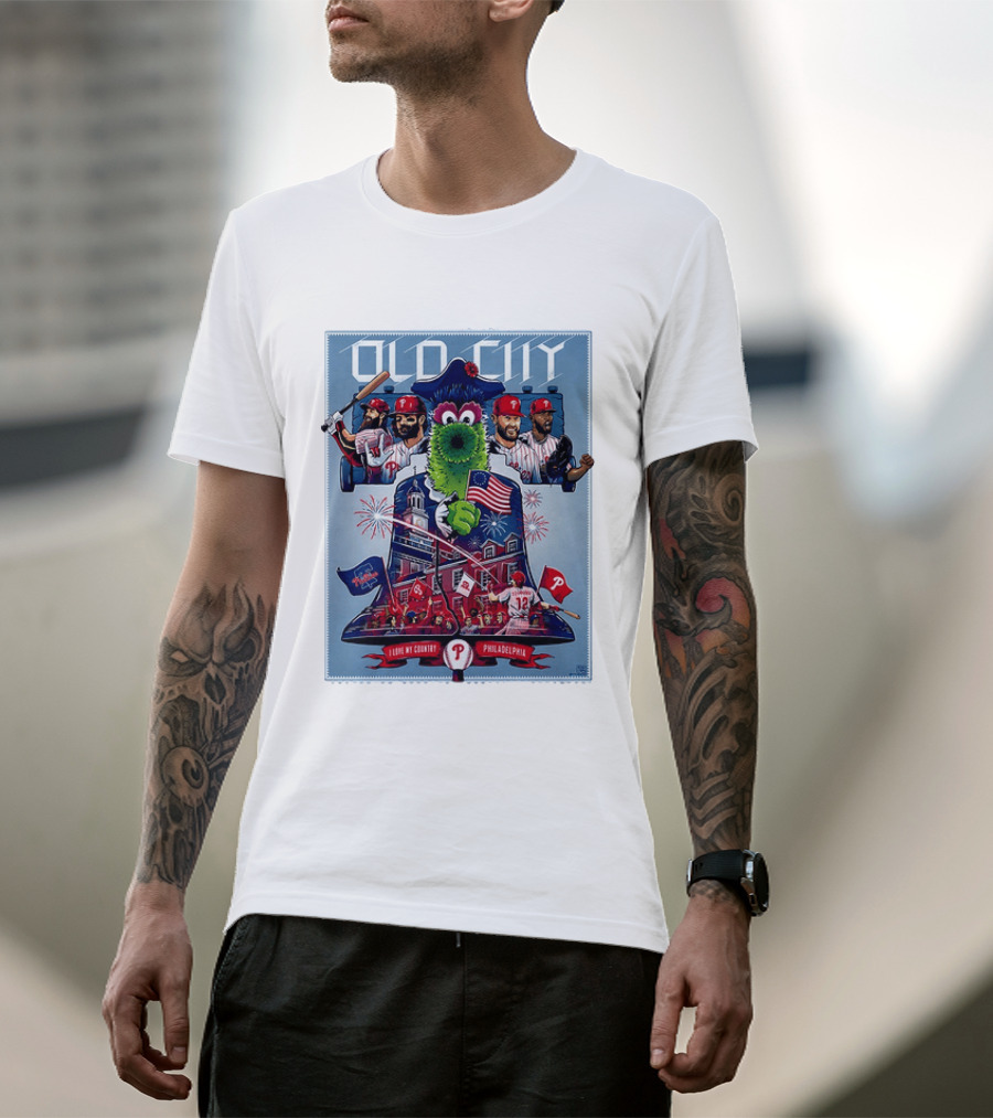 Bryce Harper Kyle Schwarber Philadelphia Phillies The Phanatic I Love My Country Old City MLB All Star Game 2026 T-Shirt