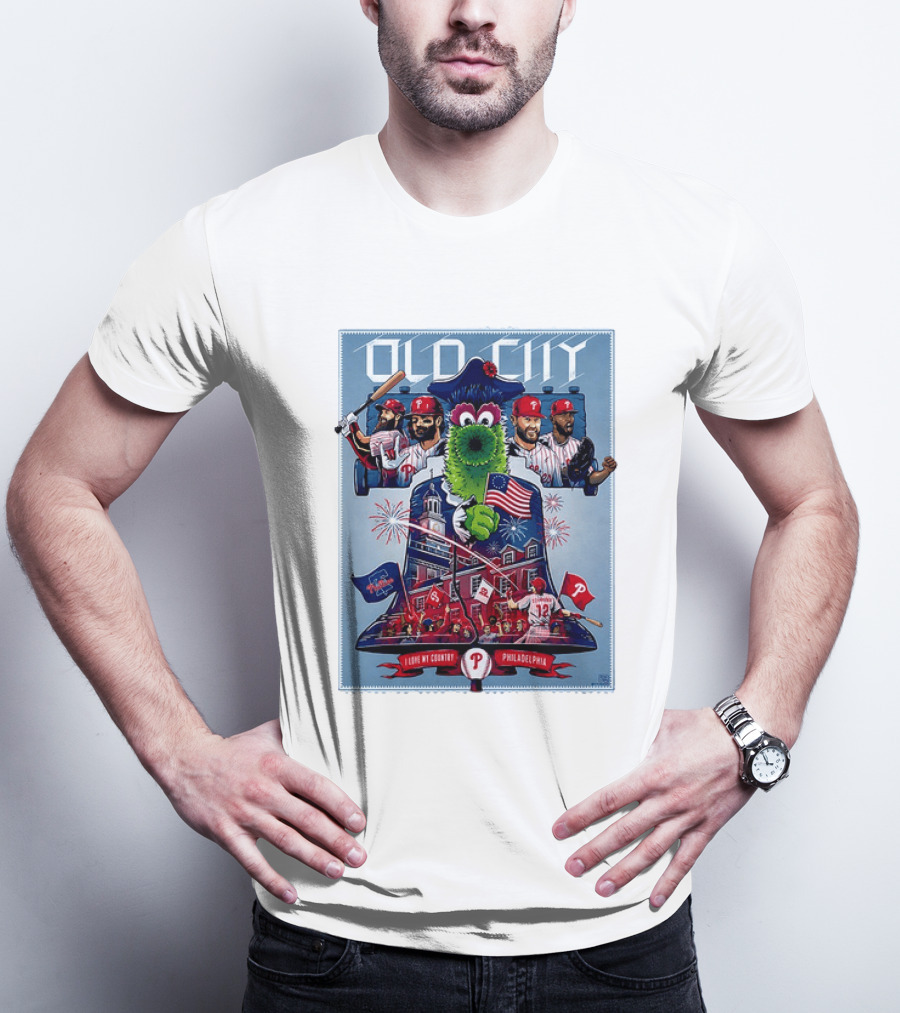 Bryce Harper Kyle Schwarber Philadelphia Phillies The Phanatic I Love My Country Old City MLB All Star Game 2026 T-Shirt