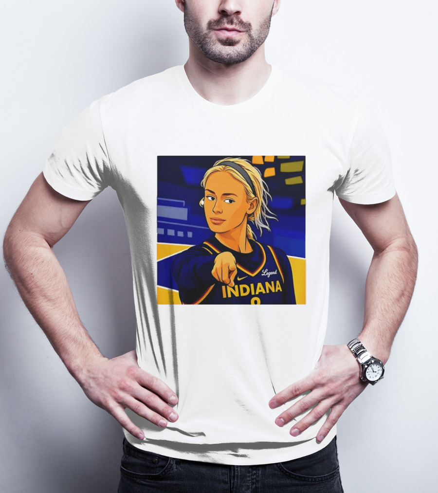Indiana Basketball Legend Blonde Pointing Cartoon T-Shirt