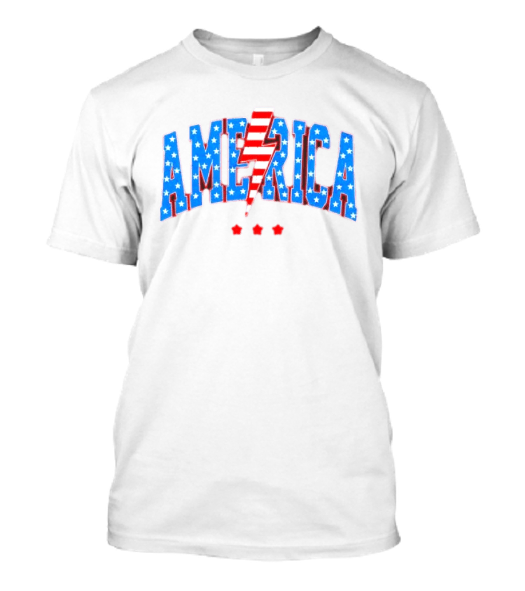 Patriotic America Stars And Stripes Lightning Bolt T-Shirt