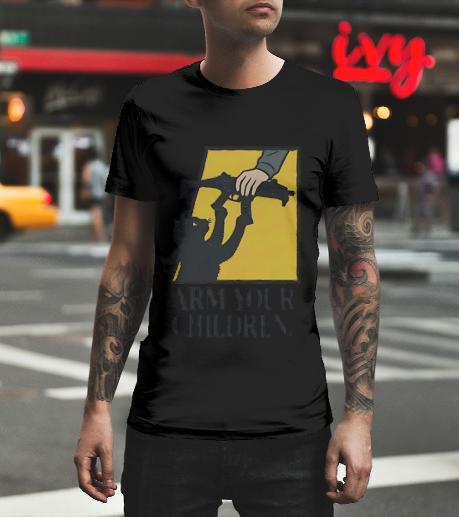 Arm Your Children Black Cat Gun T-Shirt