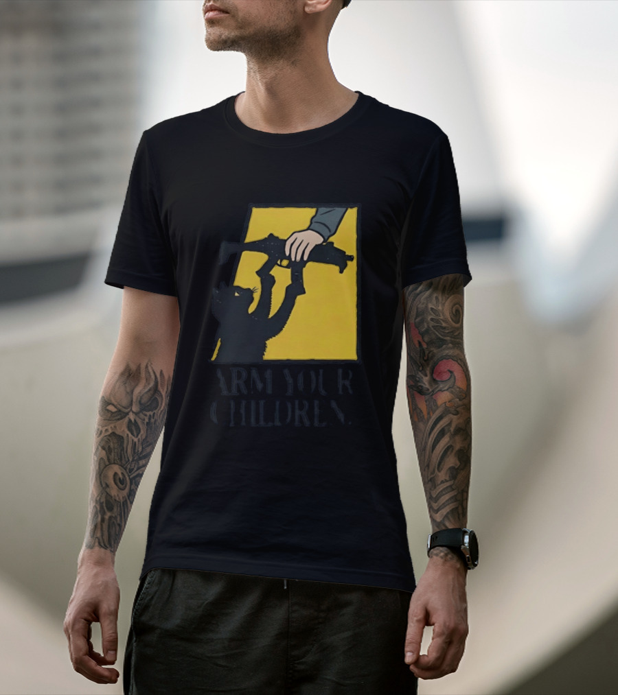 Arm Your Children Black Cat Gun T-Shirt