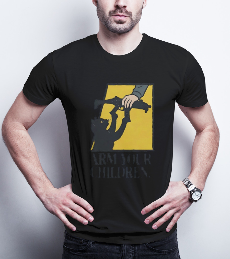 Arm Your Children Black Cat Gun T-Shirt