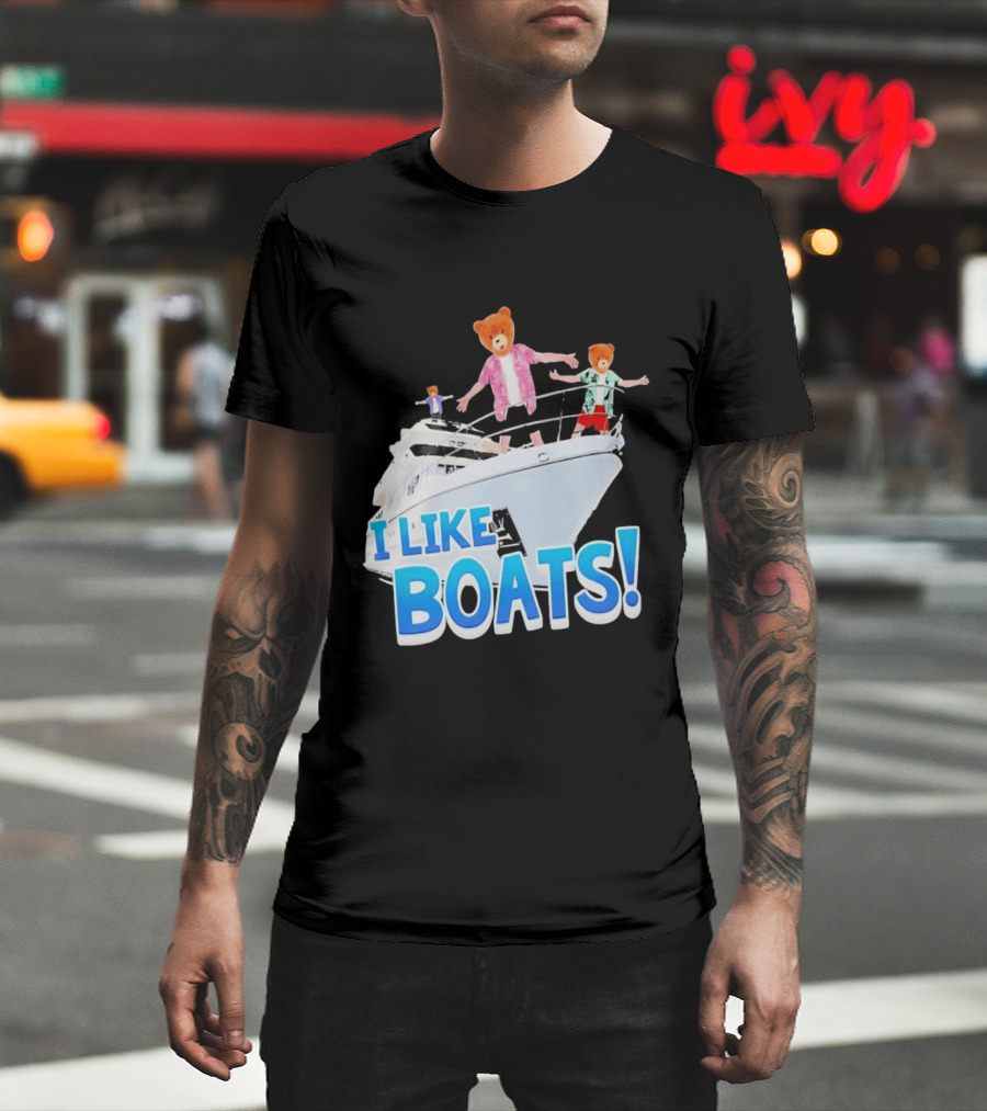 Bearhead I Like Boats Teddy Bears On Yacht T-Shirt