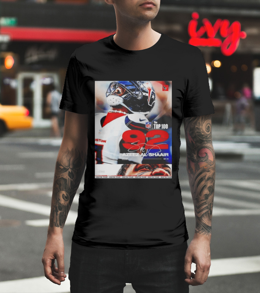 Houston Texans Azeez Al Shaair 92 NFL Top 100 Linebacker T-Shirt
