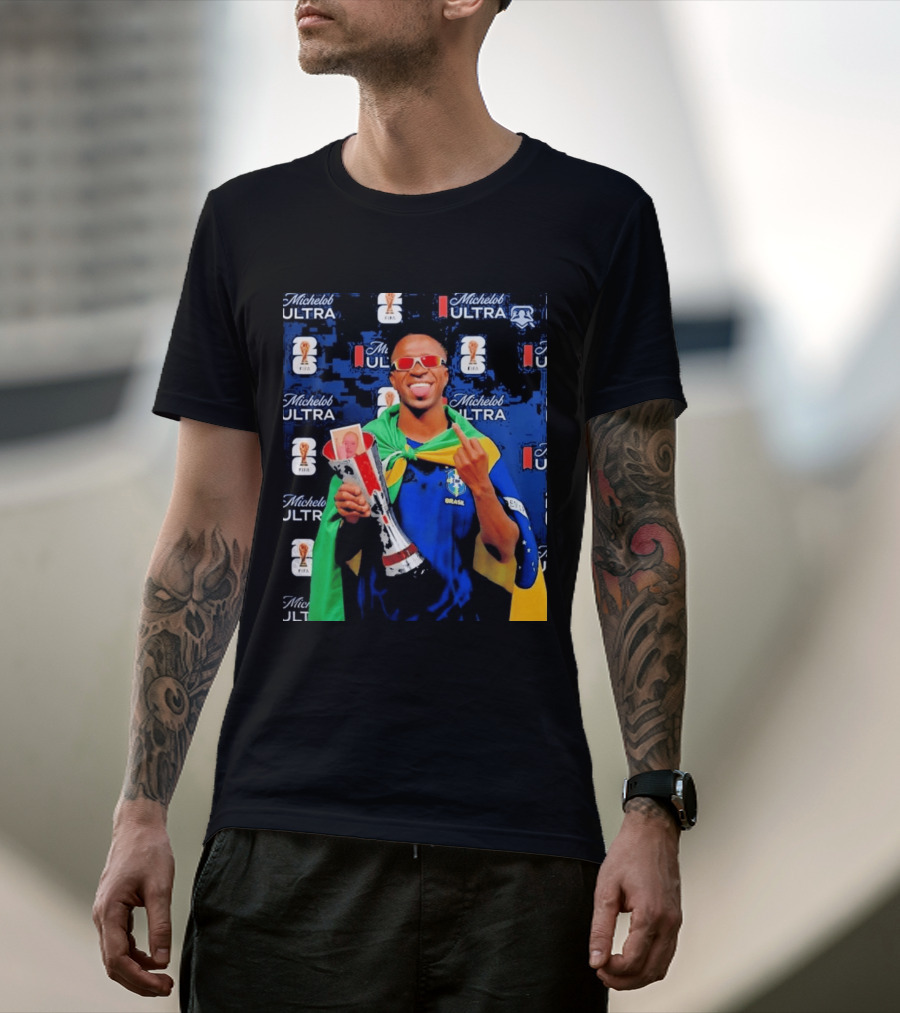 Vinicius Jr FIFA Trophy Celebration Brazil Flag Michelob Ultra T-Shirt