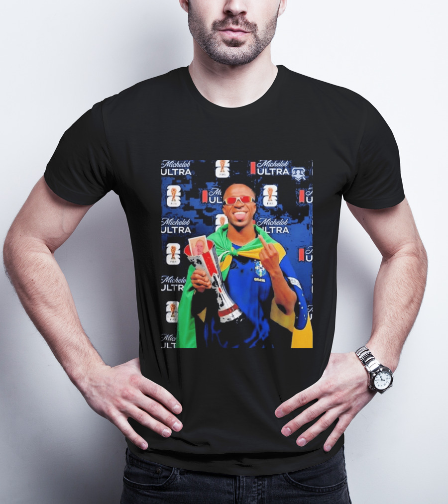 Vinicius Jr FIFA Trophy Celebration Brazil Flag Michelob Ultra T-Shirt